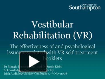 Vestibular Rehabilitation VR presentation | free to view