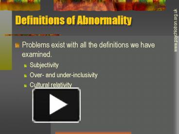 PPT – Definitions of Abnormality PowerPoint presentation | free to view ...