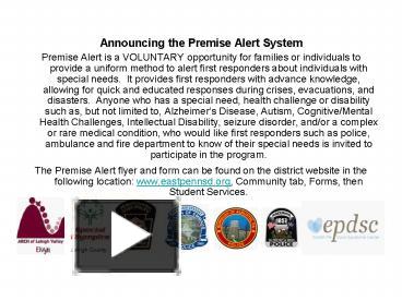 Announcing the Premise Alert System presentation | free to download