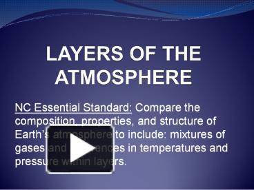 PPT – LAYERS OF THE ATMOSPHERE PowerPoint presentation | free to ...