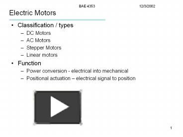 Electric Motors presentation | free to view