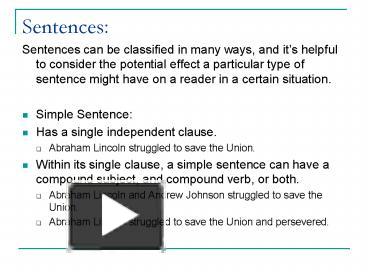 PPT – Sentences: PowerPoint presentation | free to download - id ...