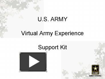 U'S' ARMY Virtual Army Experience Support Kit presentation | free to view