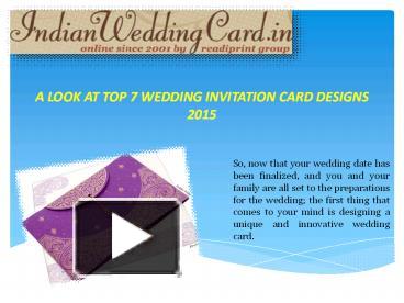 PPT – Wedding Invitation card Designs 2015 (1) PowerPoint presentation ...
