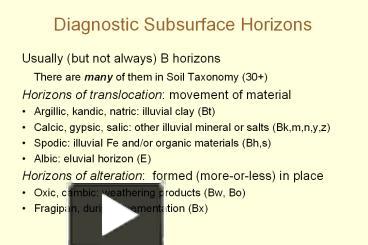 Diagnostic Subsurface Horizons presentation | free to view