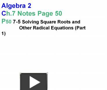 PPT – Algebra 2 PowerPoint presentation | free to download - id: 7902a6 ...