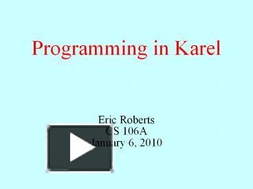 Programming in Karel presentation | free to download