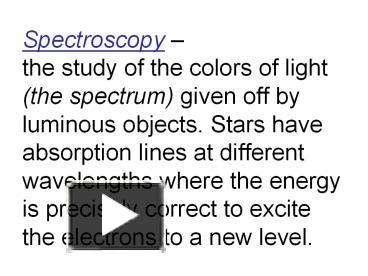 PPT – Spectroscopy PowerPoint presentation | free to view - id: 790c50 ...