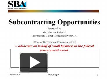 Subcontracting Opportunities presentation | free to download