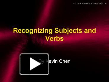 Recognizing Subjects and Verbs presentation | free to download
