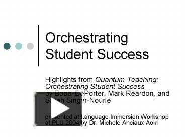 PPT – Orchestrating Student Success PowerPoint presentation | free to ...