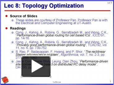 PPT – Lec 8: Topology Optimization PowerPoint presentation | free to ...
