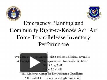 PPT – Emergency Planning and Community RighttoKnow Act: Air Force Toxic ...