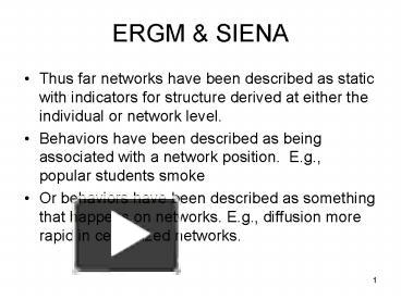 PPT – ERGM PowerPoint presentation | free to view - id: 795b9-ZDc1Z