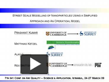 PPT – STREET SCALE MODELLING OF NANOPARTICLES USING A SIMPLIFIED ...