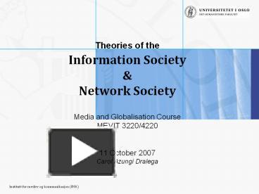 Theories of the Information Society presentation | free to view