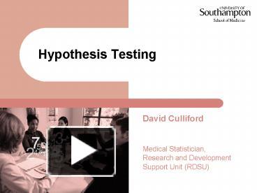 Hypothesis Testing presentation | free to view