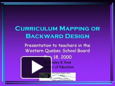 PPT – Curriculum Mapping or Backward Design PowerPoint presentation ...