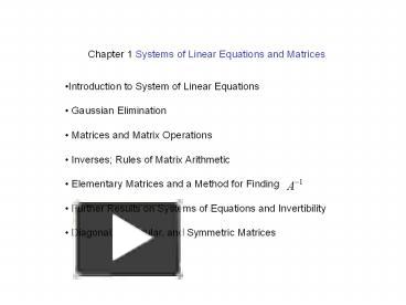 Introduction to System of Linear Equations presentation | free to download