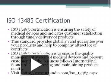 PPT – iso 13485 certification by URSindia PowerPoint presentation ...