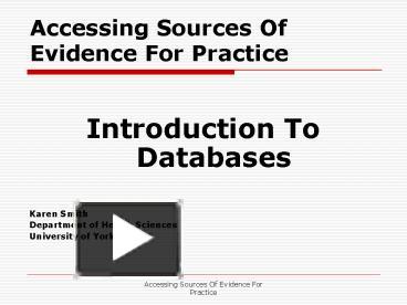 Introduction To Databases presentation | free to view