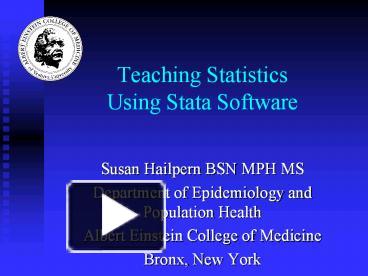 Teaching Statistics Using Stata Software presentation | free to download