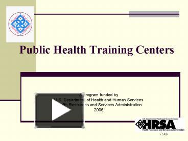 Public Health Training Centers presentation | free to view