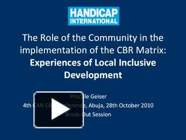 PPT – The Role of the Community in the implementation of the CBR Matrix ...