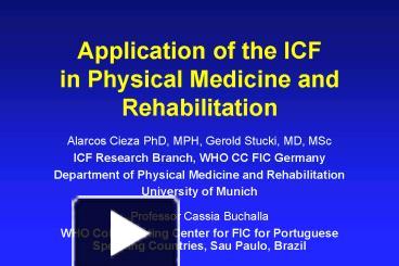 Application of the ICF in Physical Medicine and Rehabilitation ...