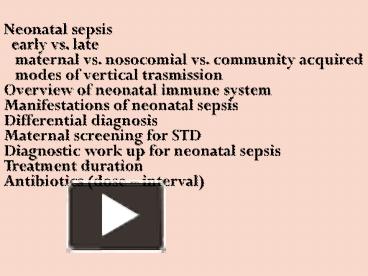 Neonatal sepsis presentation | free to download