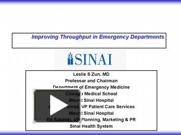 Improving Throughput in Emergency Departments presentation | free to view