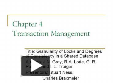 PPT – Chapter 4 Transaction Management PowerPoint presentation | free ...