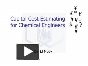 PPT – Capital Cost Estimating for Chemical Engineers PowerPoint ...