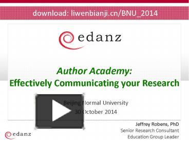 Jeffrey Robens, PhD presentation | free to view