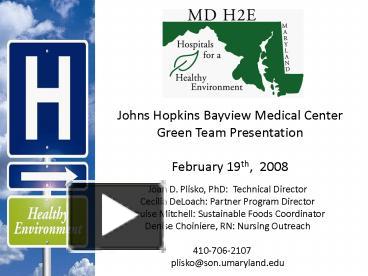 Johns Hopkins Bayview Medical Center presentation | free to view