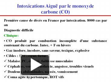 Intoxications Aigu presentation | free to download