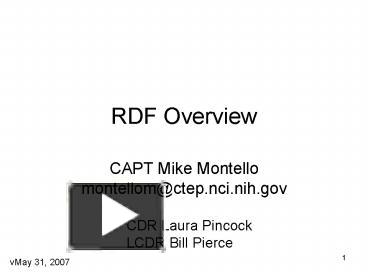 RDF Overview presentation | free to view