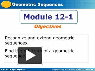 PPT – Recognize and extend geometric sequences. PowerPoint presentation ...
