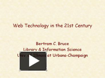 Web Technology in the 21st Century presentation | free to download