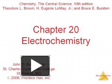PPT – Chapter 20 Electrochemistry PowerPoint presentation | free to ...