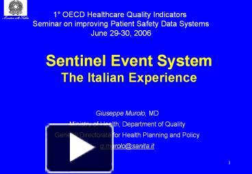 Sentinel Event System The Italian Experience presentation | free to ...