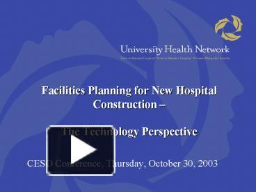 Facilities Planning for New Hospital Construction The Technology ...