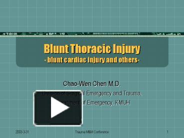 Blunt Thoracic Injury blunt cardiac injury and others presentation ...