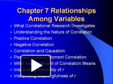 Chapter 7 Relationships Among Variables presentation | free to download