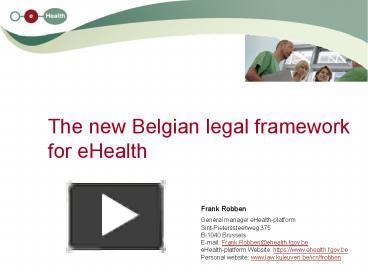 The new Belgian legal framework for eHealth presentation | free to view