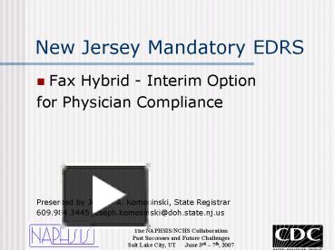 PPT – New Jersey Mandatory EDRS PowerPoint presentation | free to view ...