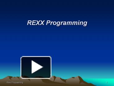 REXX Programming presentation | free to download