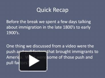 PPT – Quick Recap PowerPoint presentation | free to view - id: 7b3f26-NDEyM