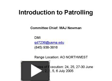 Introduction to Patrolling presentation | free to view
