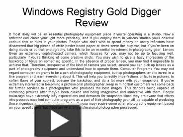 Windows Registry Gold Digger Review presentation | free to download